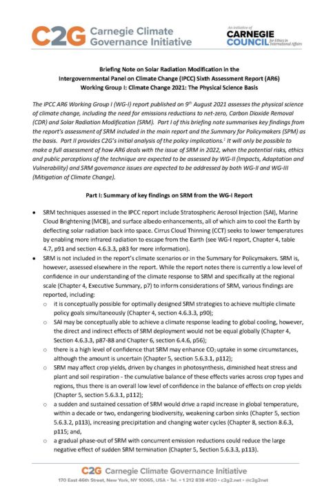 Intergovernmental Panel on Climate Change (IPCC) Sixth Assessment ...